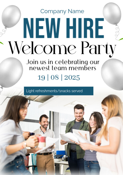 White Professional New Hire Welcome Party A1 Template | PosterMyWall