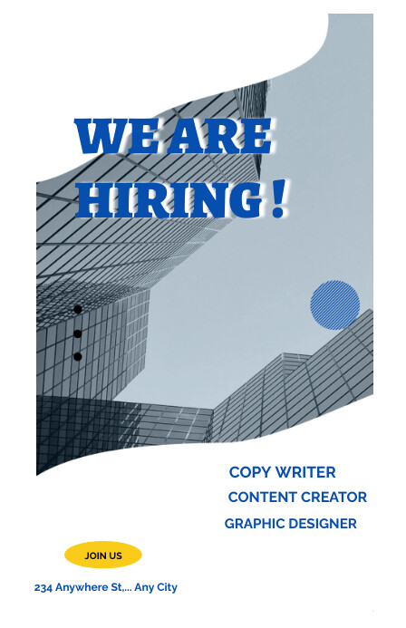 White Professional New Office Job Hiring Tab Template | PosterMyWall