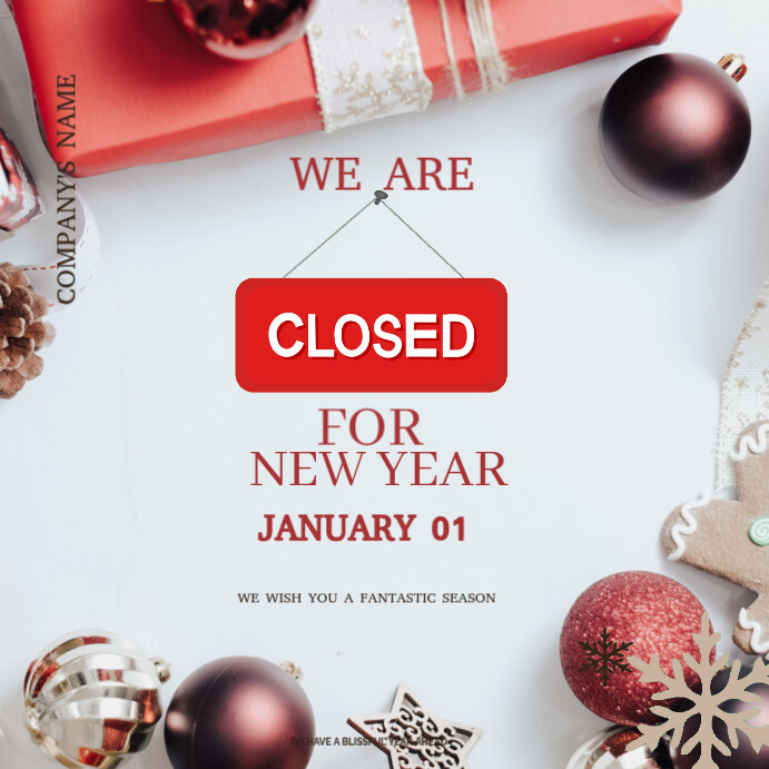 White Professional New Year Closure Instagram Post Template | PosterMyWall