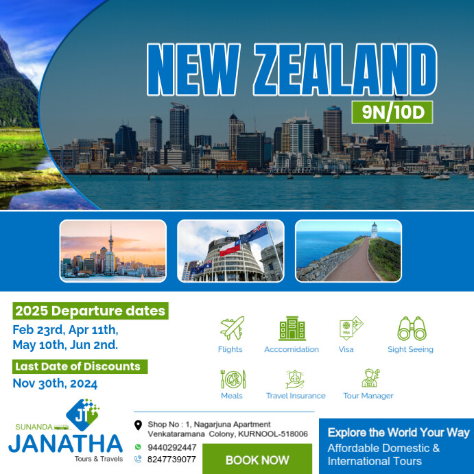White Professional New Zealand Travel Instagram Post Template ...