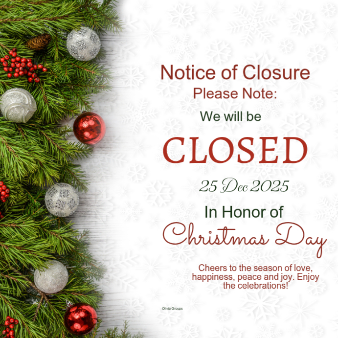 White Professional Notice Of Closure Announcement Instagram Post ...