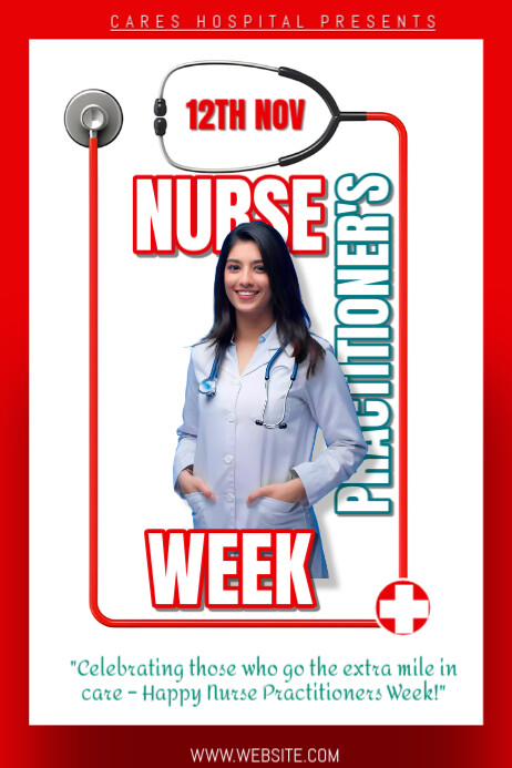 White Professional Nurse Practitioner Week Flyer Poster Template ...