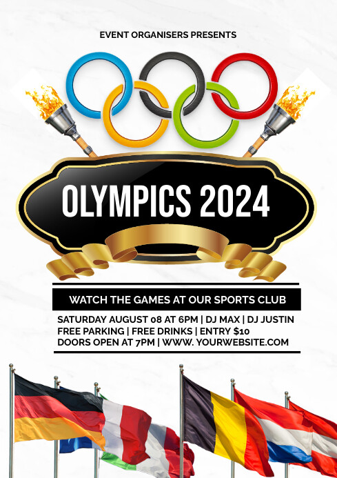 White Professional Olympics Watch Party Games Template | PosterMyWall