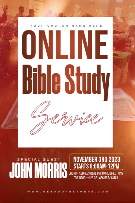 White Professional Online Bible Study Service Poster Template ...