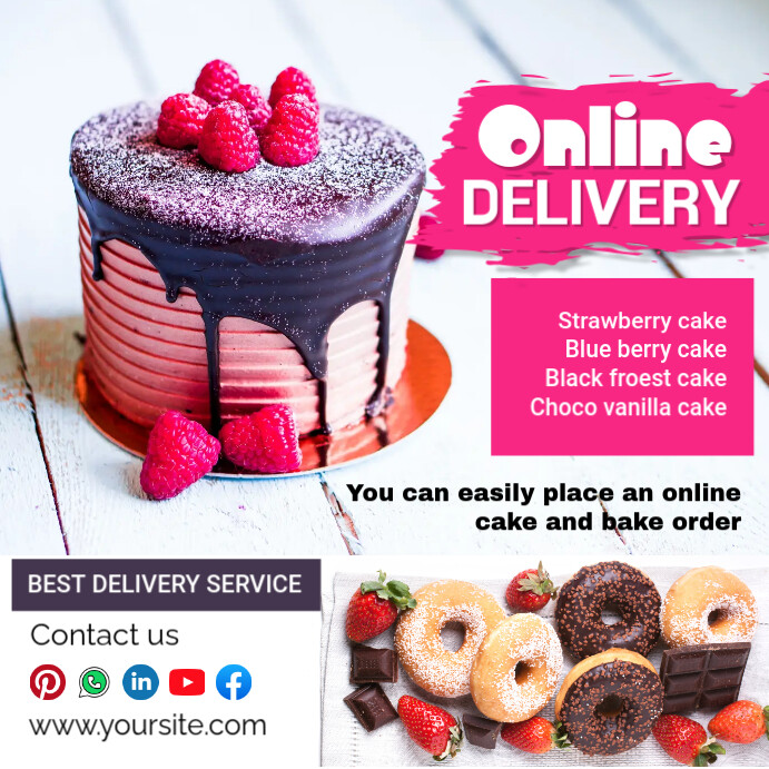 White Professional Online Cake Delivery Instagram Post Template ...