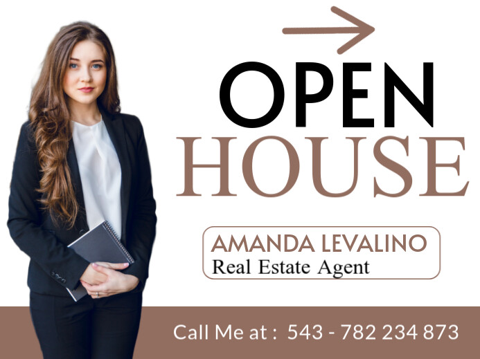 Copy of White Professional Open House Agent Card Yard Sign | PosterMyWall