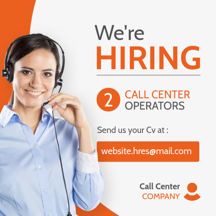White Professional Orange And White Call Center Operator Hiring ...