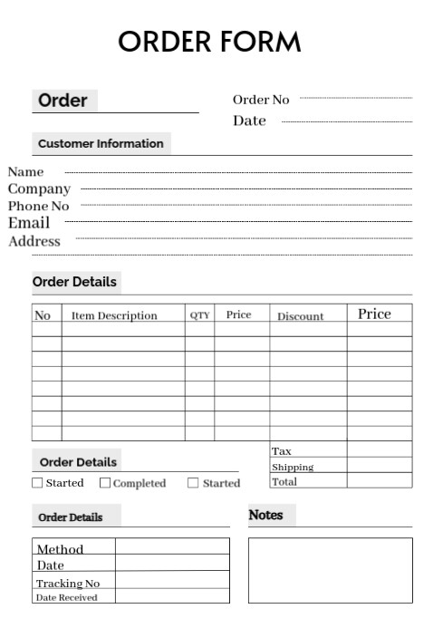 Copy of White Professional Order Form A4 | PosterMyWall