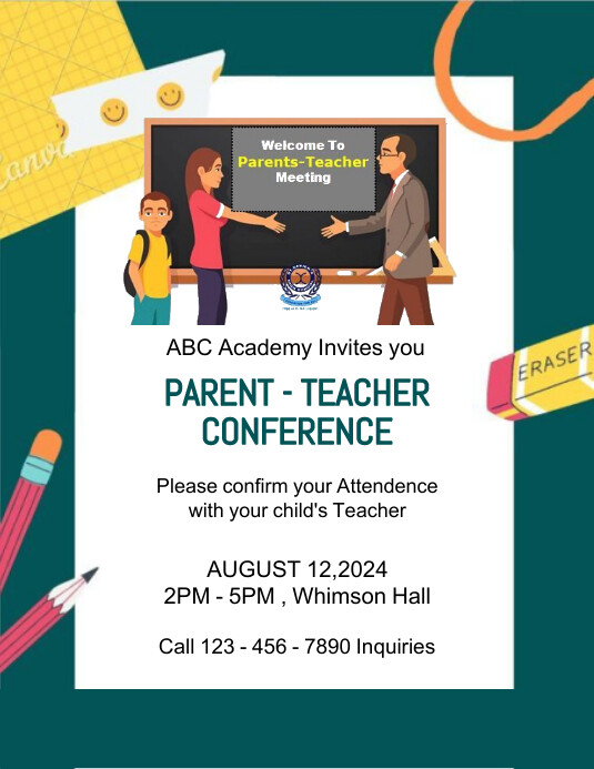 White Professional Parent Teacher Flyer (us L Template | PosterMyWall