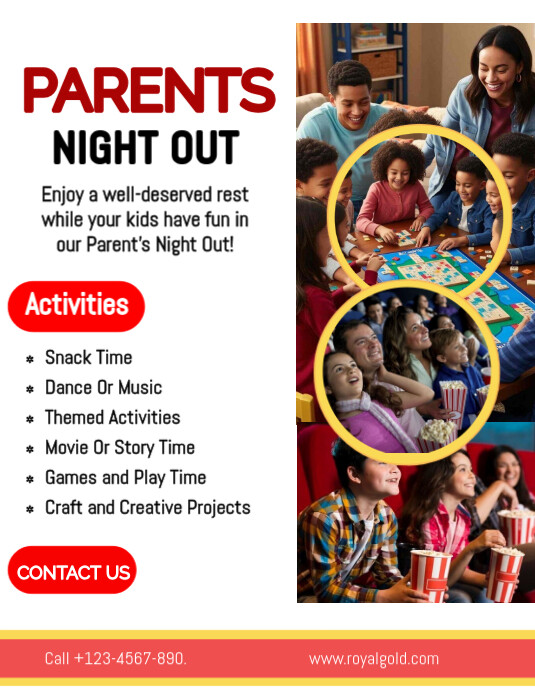 White Professional Parents Night Out Design Flyer (us Letter) Template ...