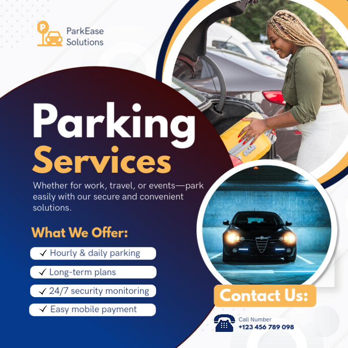 White Professional Parking Services Poster Design Template Instagram ...
