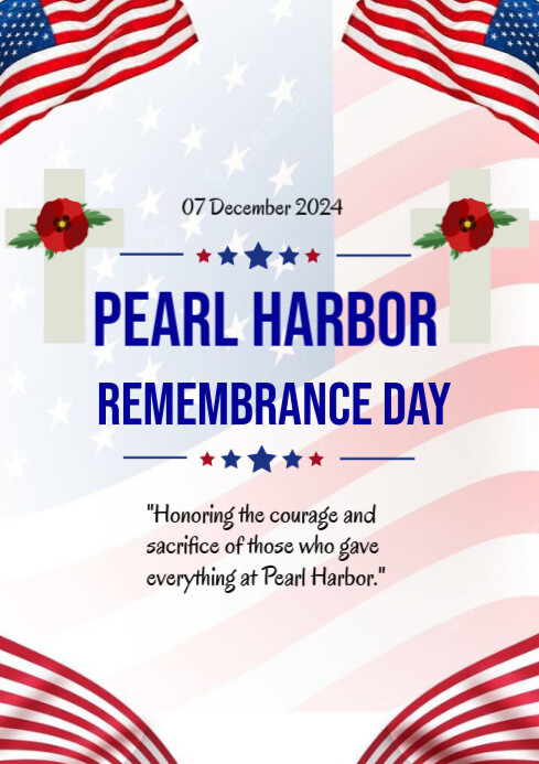 Plantilla de White Professional Pearl Harbor Remembrance Day A4 ...