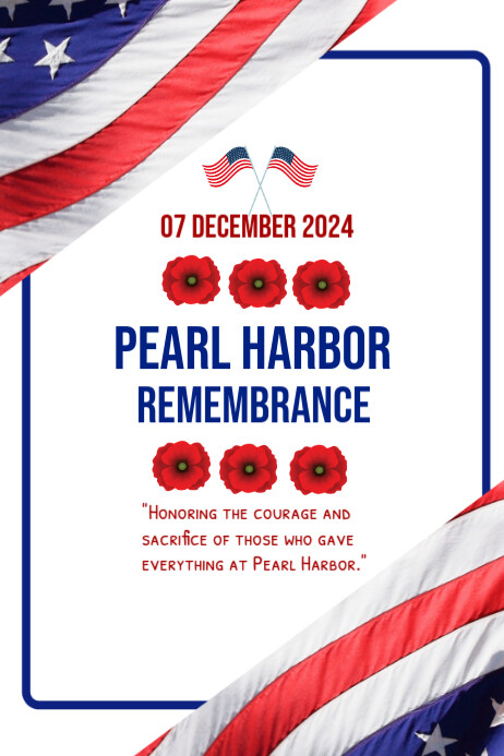 White Professional Pearl Harbor Remembrance Poster Template | PosterMyWall