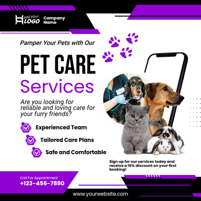 Copy of White Professional Pet Grooming Instagram Post | PosterMyWall