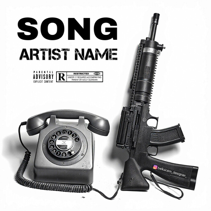 White Professional Phone And Sniper Album Cover Template | PosterMyWall