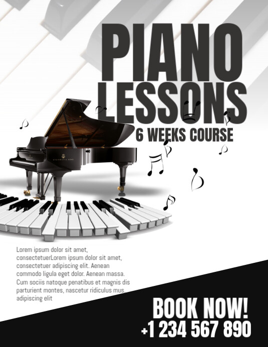 Copy of White Professional Piano Lessons Flyer Flyer (us Letter ...