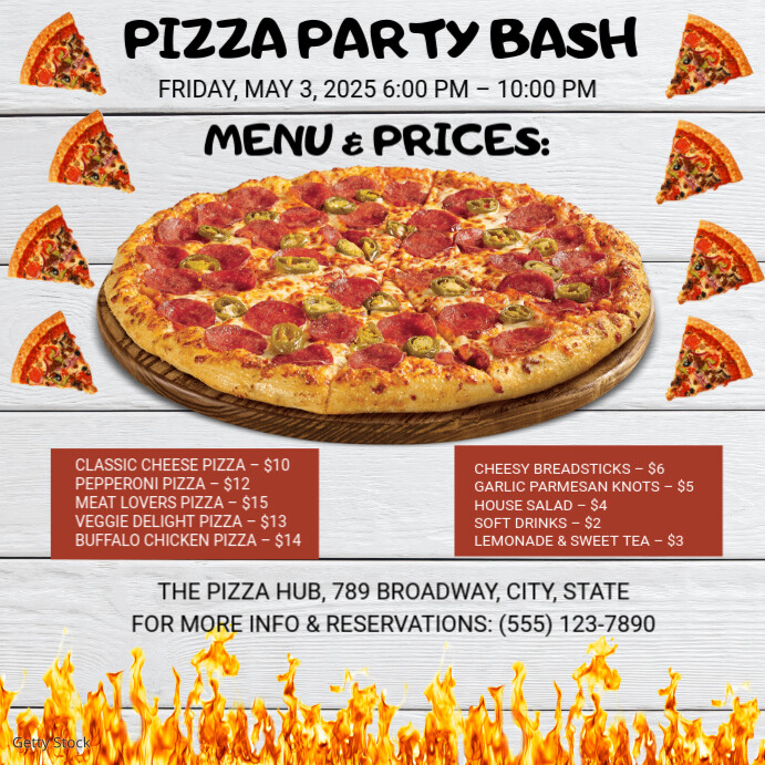 Copy of White Professional Pizza Party Instagram Post | PosterMyWall