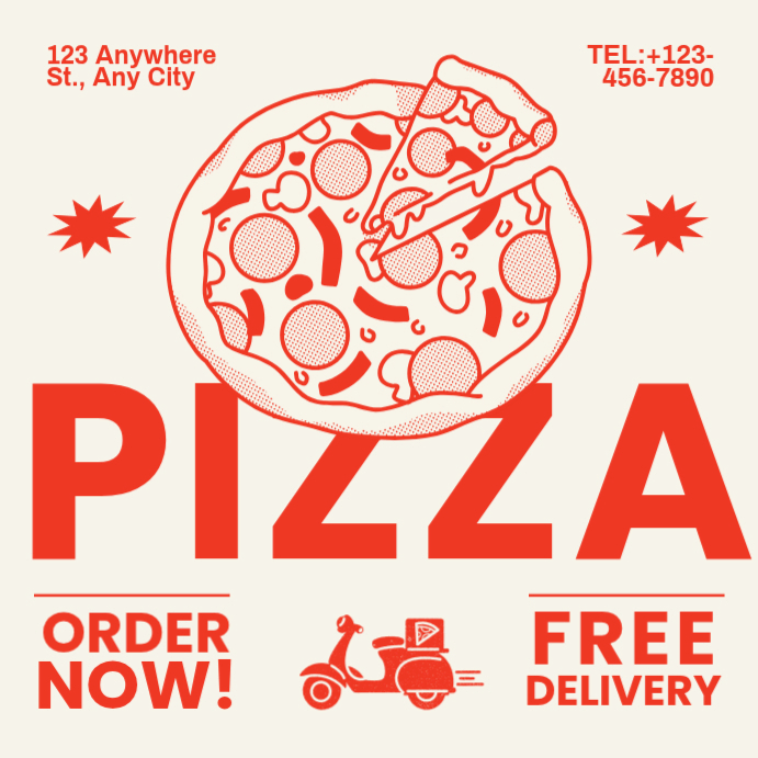 White Professional Pizza Restaurant Instagram Post Template | PosterMyWall