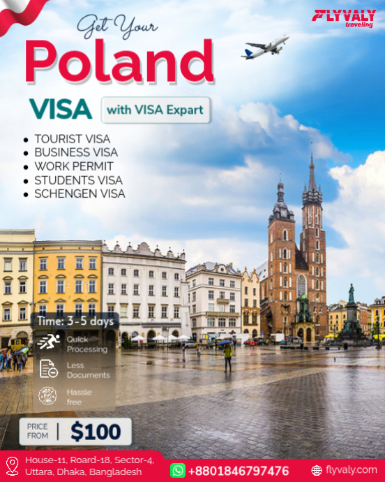 White Professional Poland Visa Processing Ads Design Template Instagram ...