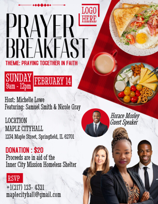 Copy of White Professional Prayer Breakfast Design Template Flyer (us ...
