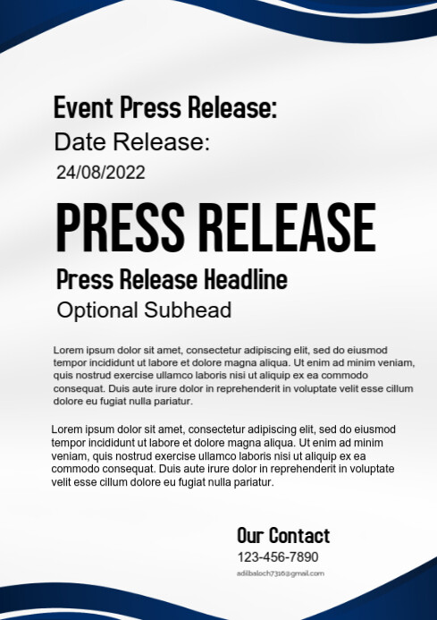 Copy of White Professional Prees Release A4 | PosterMyWall
