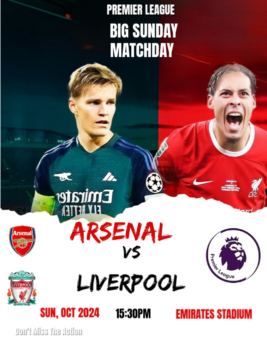 White Professional Premier League Matchday Arsenal Vs Liverpool Flyer ...