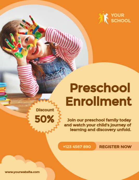 White Professional Preschool Enrollment Flyer (us Letter) Template | PosterMyWall