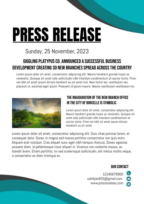White Professional Press Release A4 Template | PosterMyWall