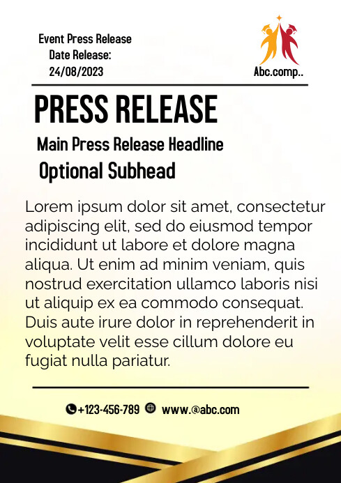 Modèle White Professional Press Release Letters A4 | PosterMyWall