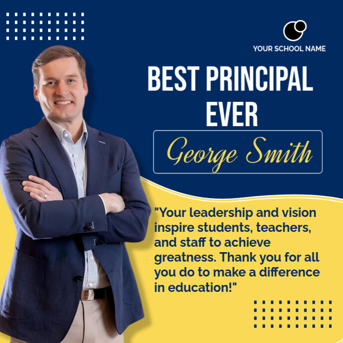 White Professional Principal Day Instagram Post Template | PosterMyWall