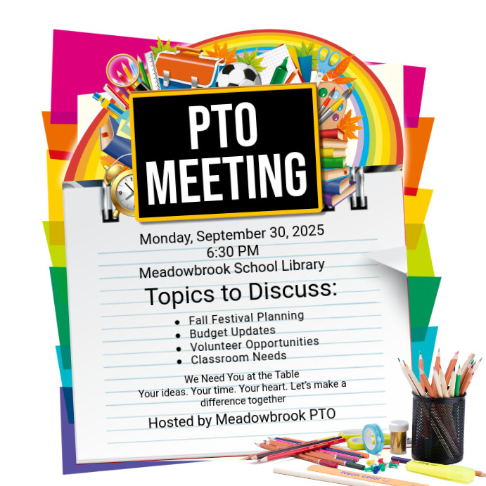 White Professional Pto Meeting Flyer Instagram Post Template | PosterMyWall
