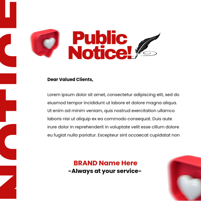 White Professional Public Notice Flyer Instagram Post Template ...