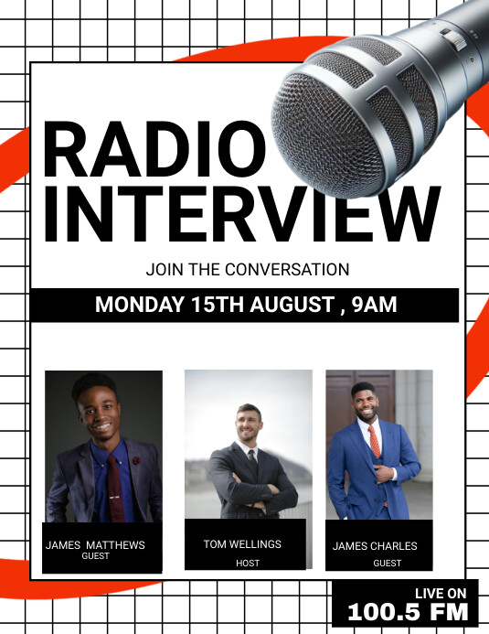 White Professional Radio Interview F Flyer (u Template | PosterMyWall