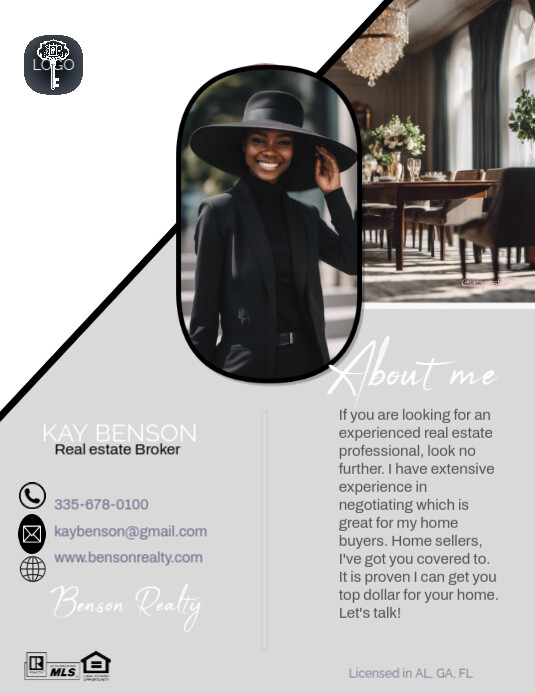 Copy of White Professional Real Estate Agent About Me | PosterMyWall