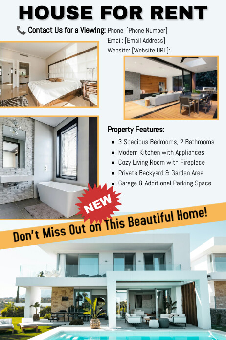 White Professional Real Estate House For Rent Template | PosterMyWall