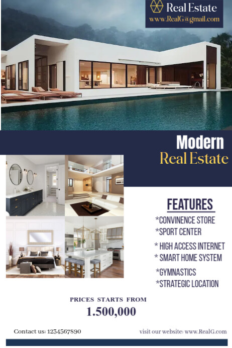 White Professional Real Estate Modern House Poster Poster Template ...