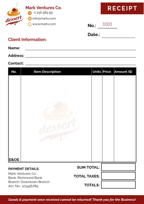 Copy of White Professional Receipt Book Template A5 | PosterMyWall