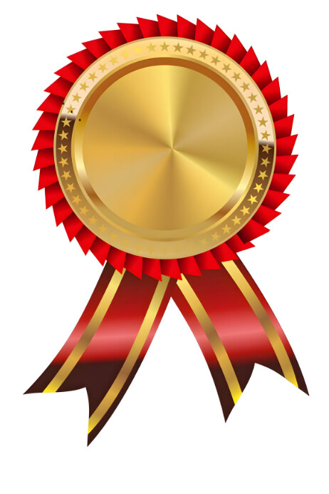 White Professional Red Ribbon Badge Design Template Poster | PosterMyWall