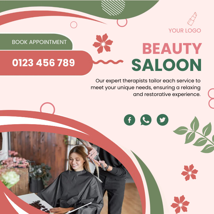 Copy of White Professional Red Spa Beauty Salon Insta | PosterMyWall