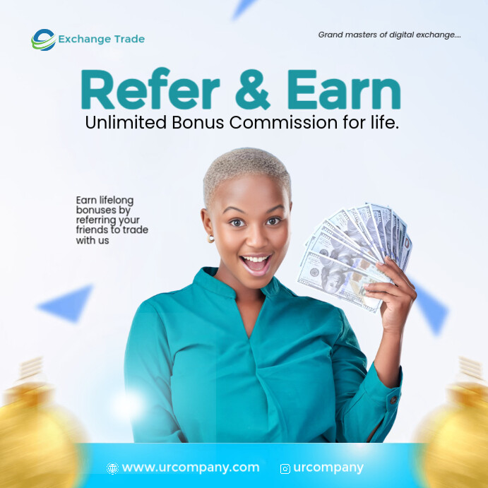 White Professional Refer & Earn Flyer Instagram Post Template ...