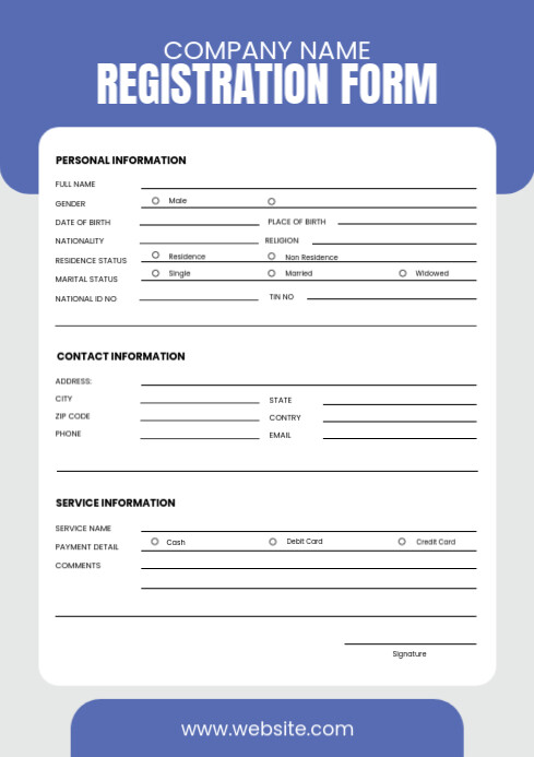 White Professional Registration Form A4 Template | PosterMyWall