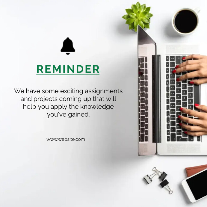 White Professional Reminder Announcement Post Template | PosterMyWall