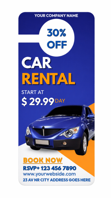 White Professional Rental Car Instagram Story Template | PosterMyWall