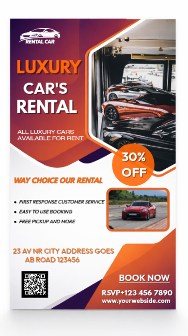 White Professional Rental Car Service Instagram Story Template ...