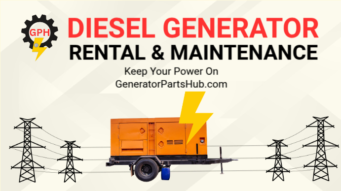 White Professional Rental Diesel Generators Services Youtube Thumbnail Template | PosterMyWall