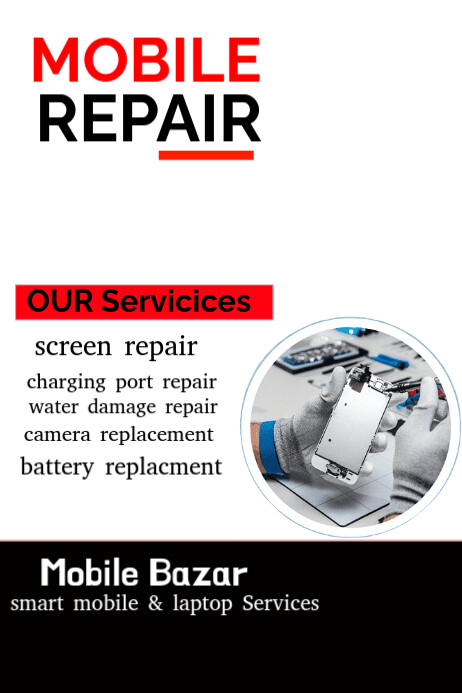 White Professional Repair Mobile Poster Template | PosterMyWall