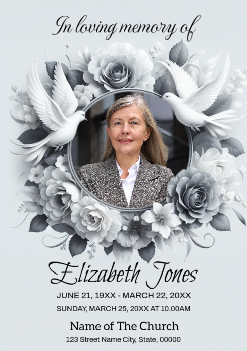 White Professional Rest In Peace Ad Template A4 | PosterMyWall