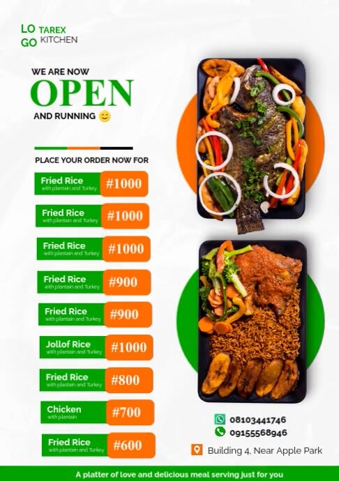 White Professional Restaurant Now Open Celebration And Menu list A3 ...