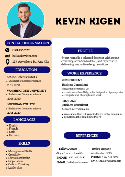 Copy of White Professional Resume A4 | PosterMyWall