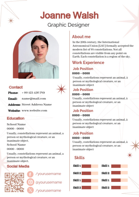 Plantilla de White Professional Resume For Graphic Designer A4 ...